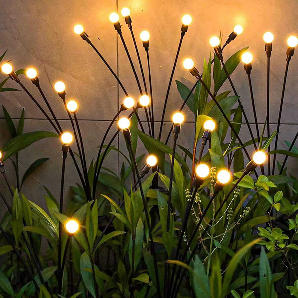 6 LED Solar Firefly Yellow Lights for garden