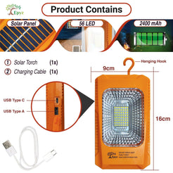 Solar Emergency Light Rechargeable LED Torch