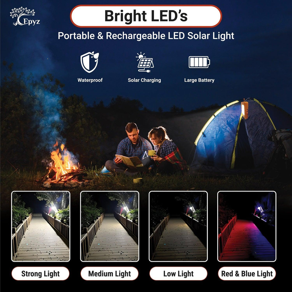 Solar Emergency Light Rechargeable LED Torch