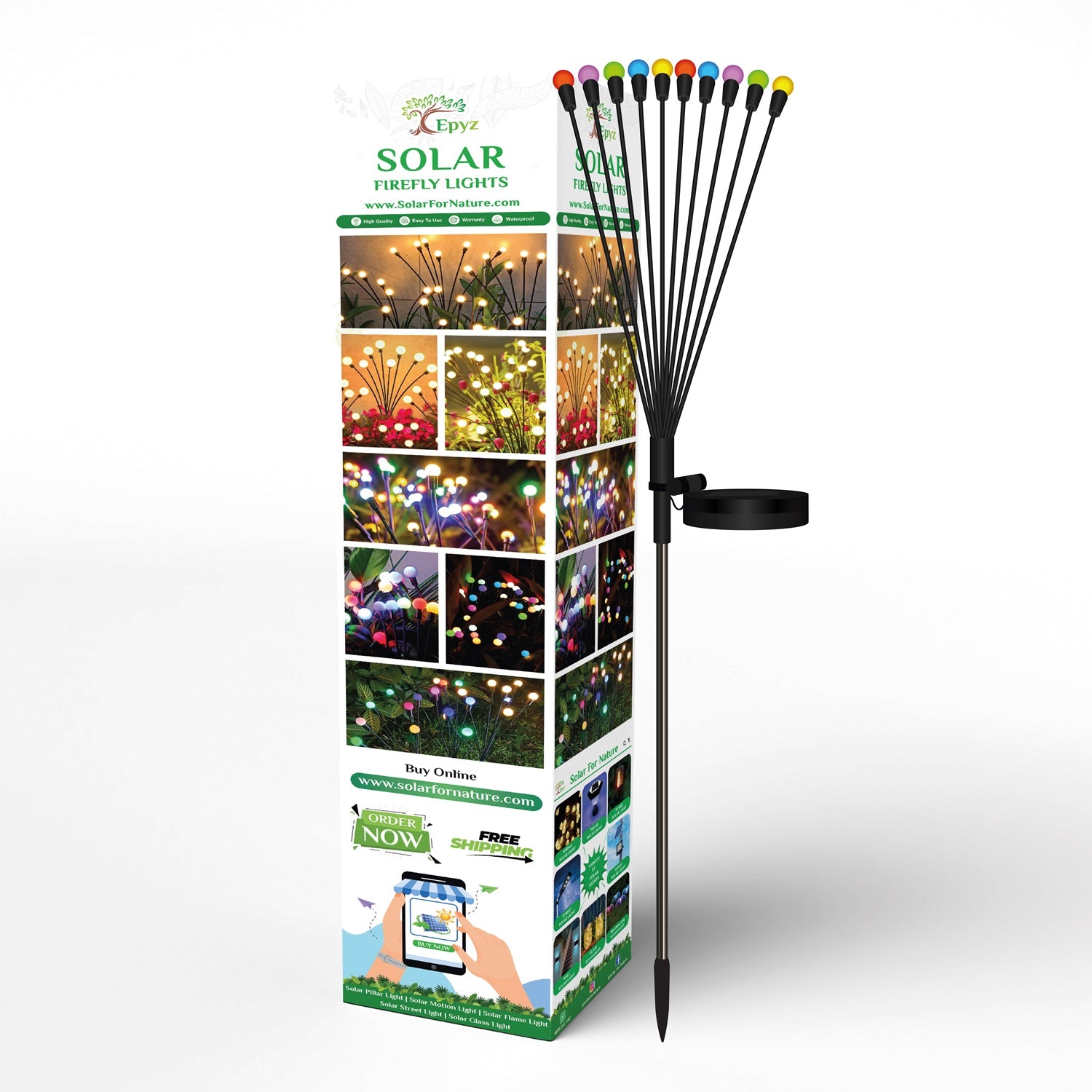 10 LED Solar Firefly Multicolor Lights3