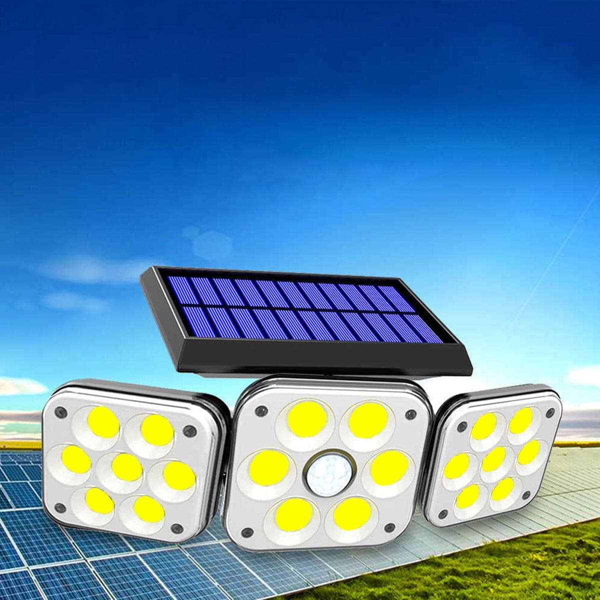 Solar Security Light | Solar 3 Head Motion Sensor Cob Light – Solar For ...
