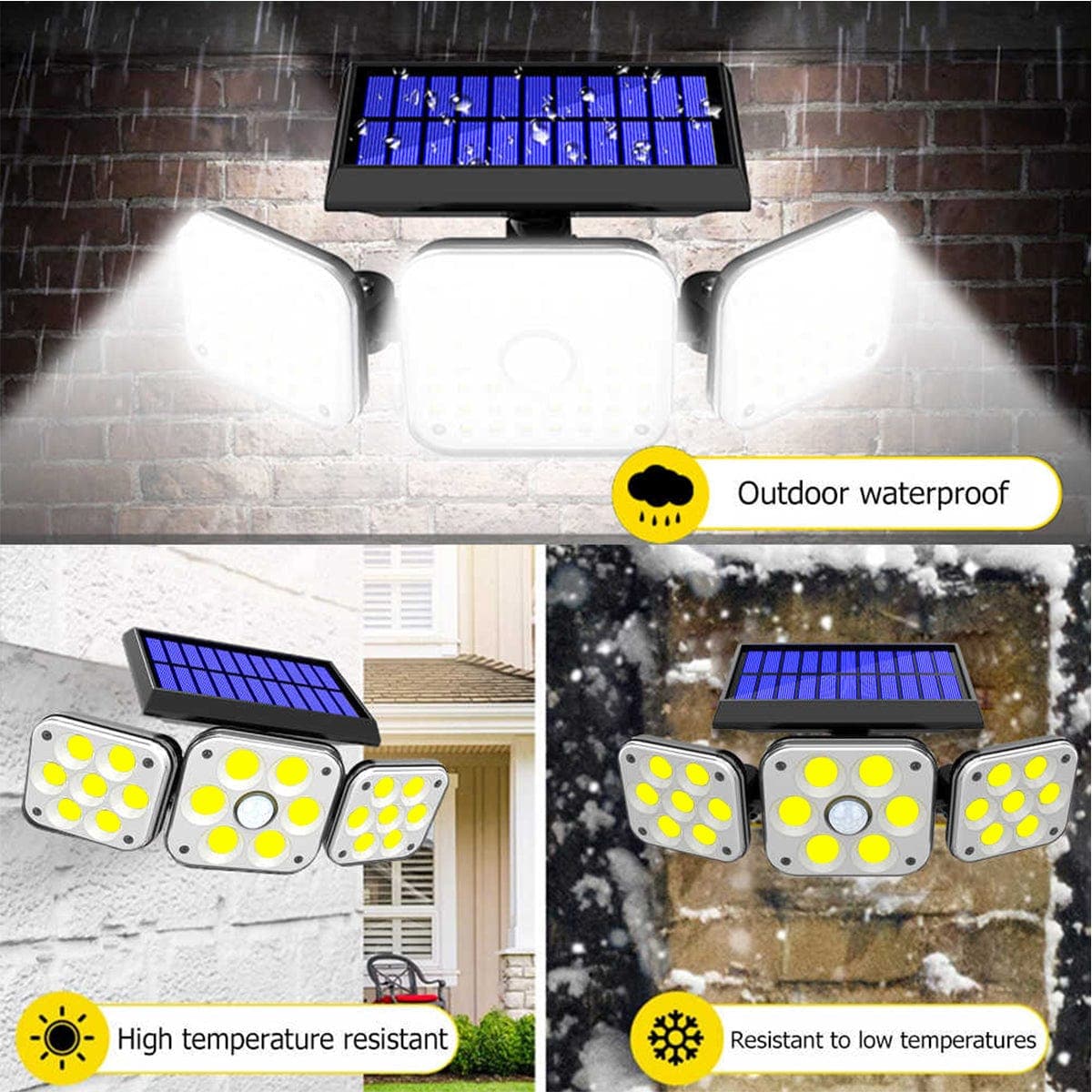 Solar Security Light | Solar 3 Head Motion Sensor Cob Light – Solar For ...