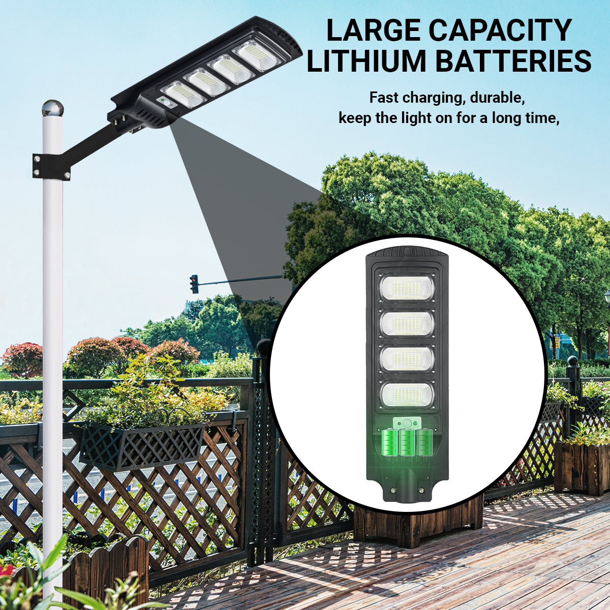 Solar Street Light Pole With Motion Sensor ( 120 Watt White ) - Solar ...
