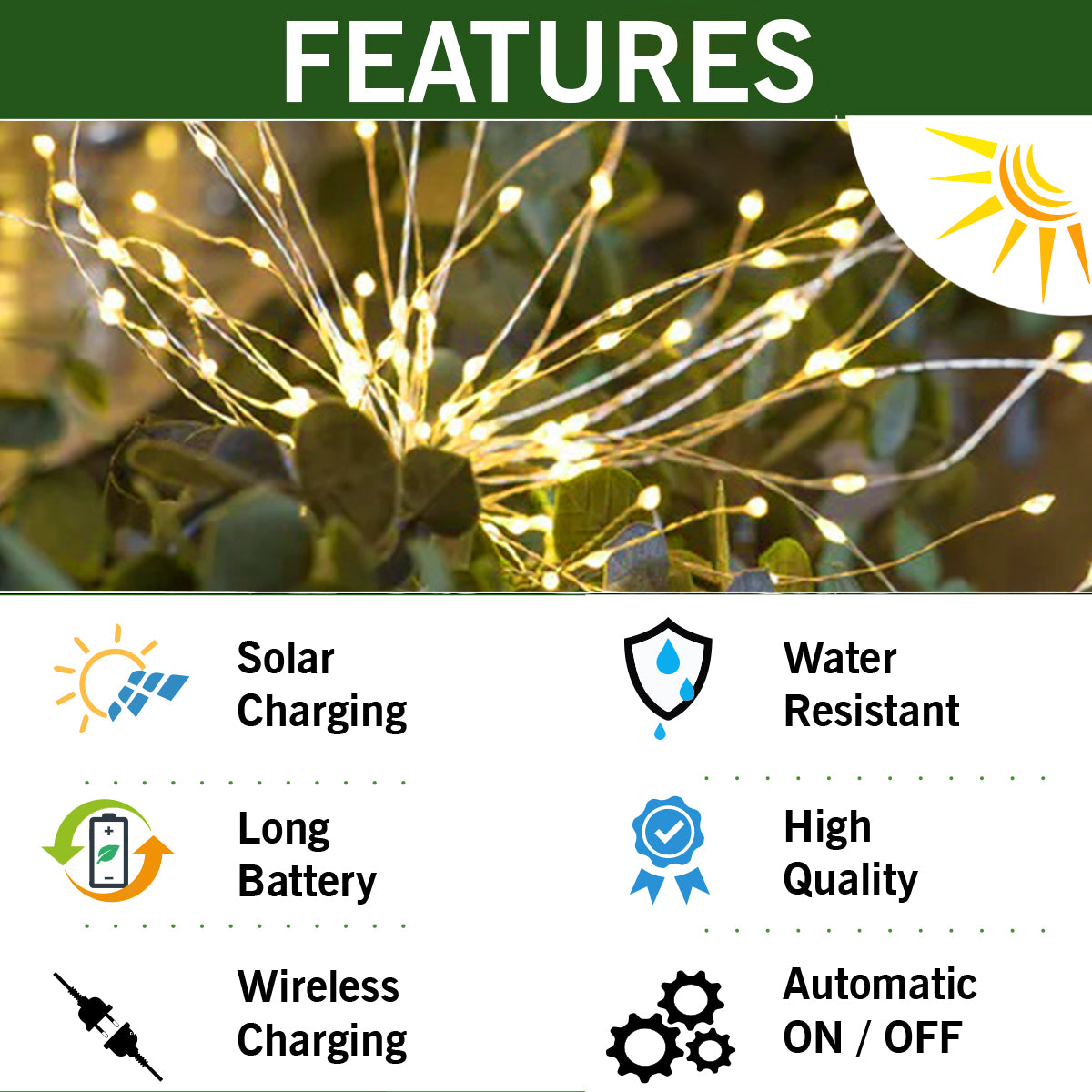 Solar Yellow Light Flower 90 Led - Epyz – Solar For Nature